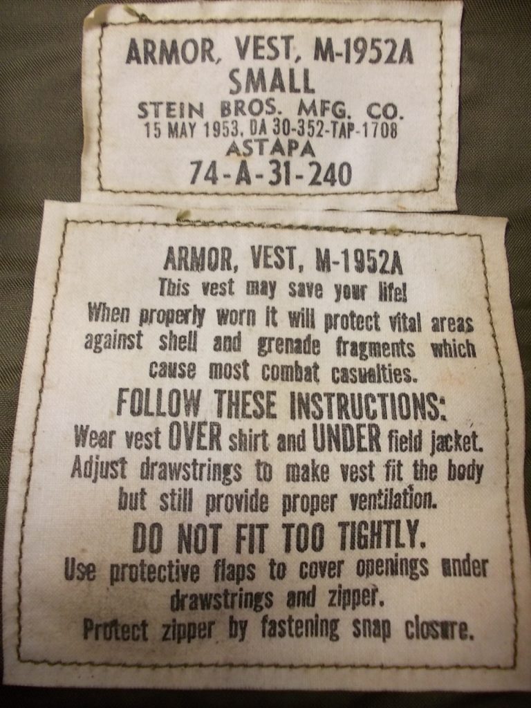 Original – U.S. – M-1952A Fragmental Body Armor Vest -Vietnam War ...